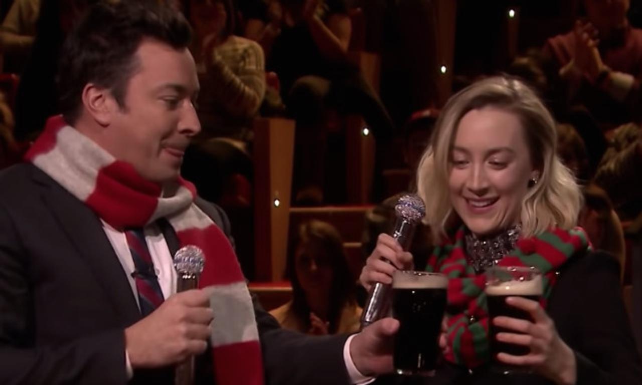 And now, Saoirse Ronan sups Guinness and sings 'Fairytale of New York'