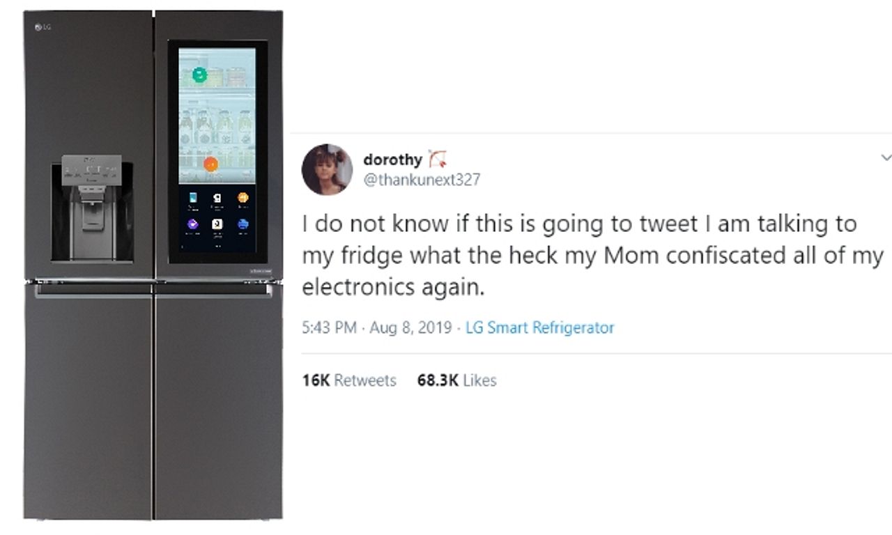 Teenager's attempts to stay online goes viral when she tweets with a fridge