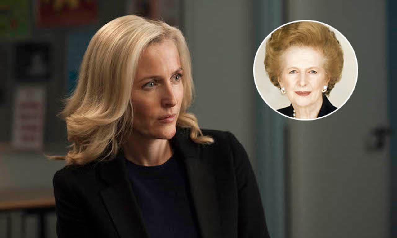 A leaked photo of Gillian Anderson as Margaret Thatcher on the set of ...