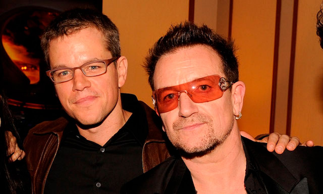 Bono jokes that he was "not happy at all" with Matt Damon's recent ...