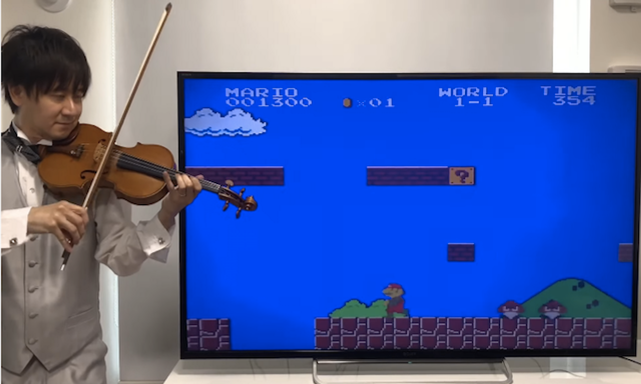 And now, the first level of 'Super Mario Bros.' performed on a violin