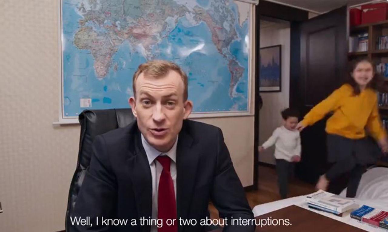 BBC interview that got interrupted by kids gets a throwback in funny ad
