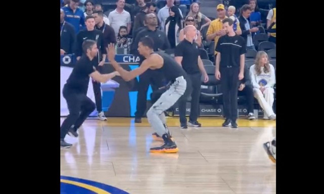 This footage of NBA star Wemby's otherworldly arm length is insane